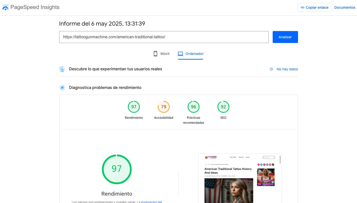Pagespeed insights de Google y mejora la velocidad de tu web